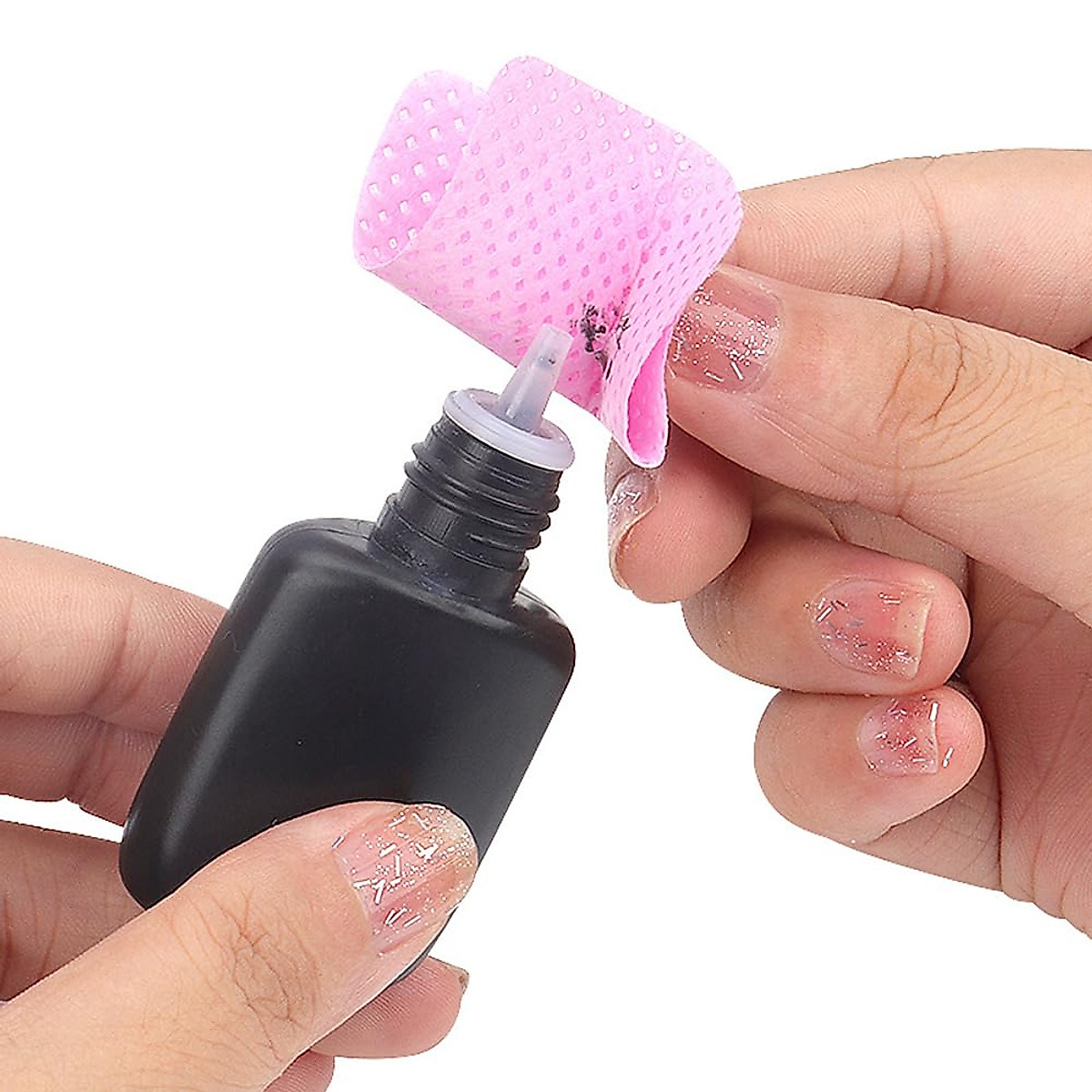 3Boxes/ 600Pcs Lint Free Nail Wipes Square Nail Art Gel Polish Remover Cotton Pad Nail Wipe Eyelash Extension Glue Wipes Removal Tool for Nail Salon and Eyelash Extension Supplies, Pink