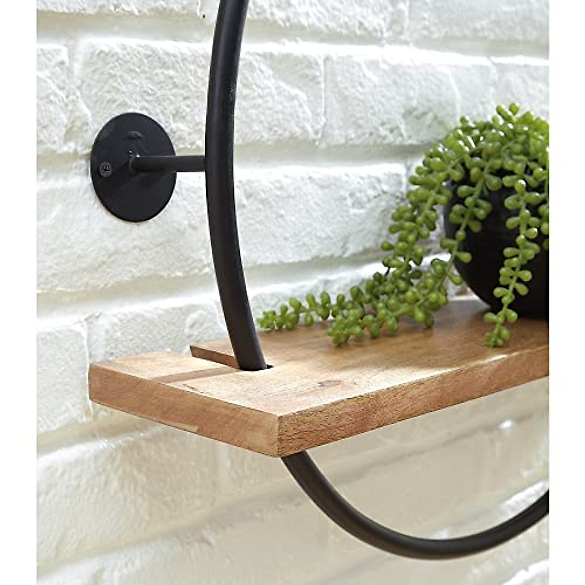 Wall Shelf 27" W X 6" D 24" H Black Casual Metal Wood Antique Includes Hardware