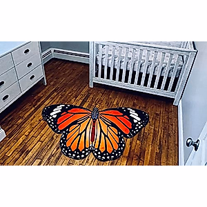 The Life Aisle | Butterfly Rug. 3'x5' | Area Rug | Monarch Butterfly Rugs for Girls Bedroom | Cute Rugs for Bedroom Aesthetic | Bedside Rug for Kids Play Room | College Dorm Room Essentials