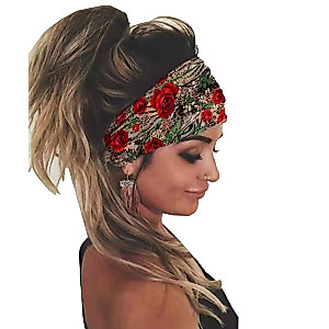 K-Elewon 3 Pack Women Wide Elastic Head Wrap Headband Sports yoga Hair Band Headwear(3 Pack(A26))