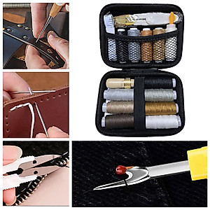 34 Pack Upholstery Repair Kit, Leather Craft Sewing Tools Needles Canvas Thread and Needles Tape Measure Stitching Needles for Leather Repair Kit
