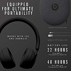 Beats Solo Pro Wireless Noise Cancelling On-Ear Headphones - Apple H1 Headphone Chip, Class 1 Bluetooth, 22 Hours of Listening Time, Built-in Microphone - Black