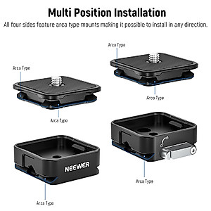 NEEWER Arca Type Quick Release Plate Kit, Four Side Slot Compatible with Arca Swiss Camera Mount Adapter with 1/4” 3/8" Threads for Gimbal Stabilizer Tripod Head Slider, Max Load 17.6lb/8kg, CA009