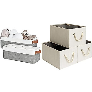 StorageWorks 2-Pack Narrow Storage Bins with 3-Pack Foldable Storage Baskets