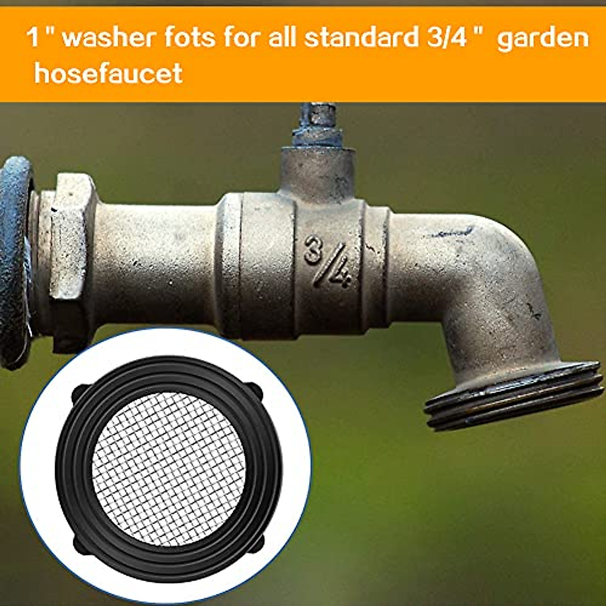 Joywayus Rubber Washers with 40 Mesh Stainless Steel Filter Screen Have Self Locking Tabs Fit for 3/4" Garden Hose or Water Faucet (Pack of 40)