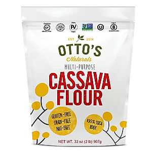 Otto's Naturals Cassava Flour, Gluten Free and Grain-Free Flour For Baking, Certified Paleo & Non-GMO Verified, Made From 100% Yuca Root, All-Purpose Wheat Flour Substitute, 2 lb Bag