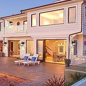 MATAMEYE Outdoor Wall Lantern, Exterior Waterproof Wall Sconce Light Fixtures, Black Front Door Wall Lighting with Clear Beveled Glass Shade, Anti-Rust E26 Socket Porch Lights for Entryway, 2 Pack