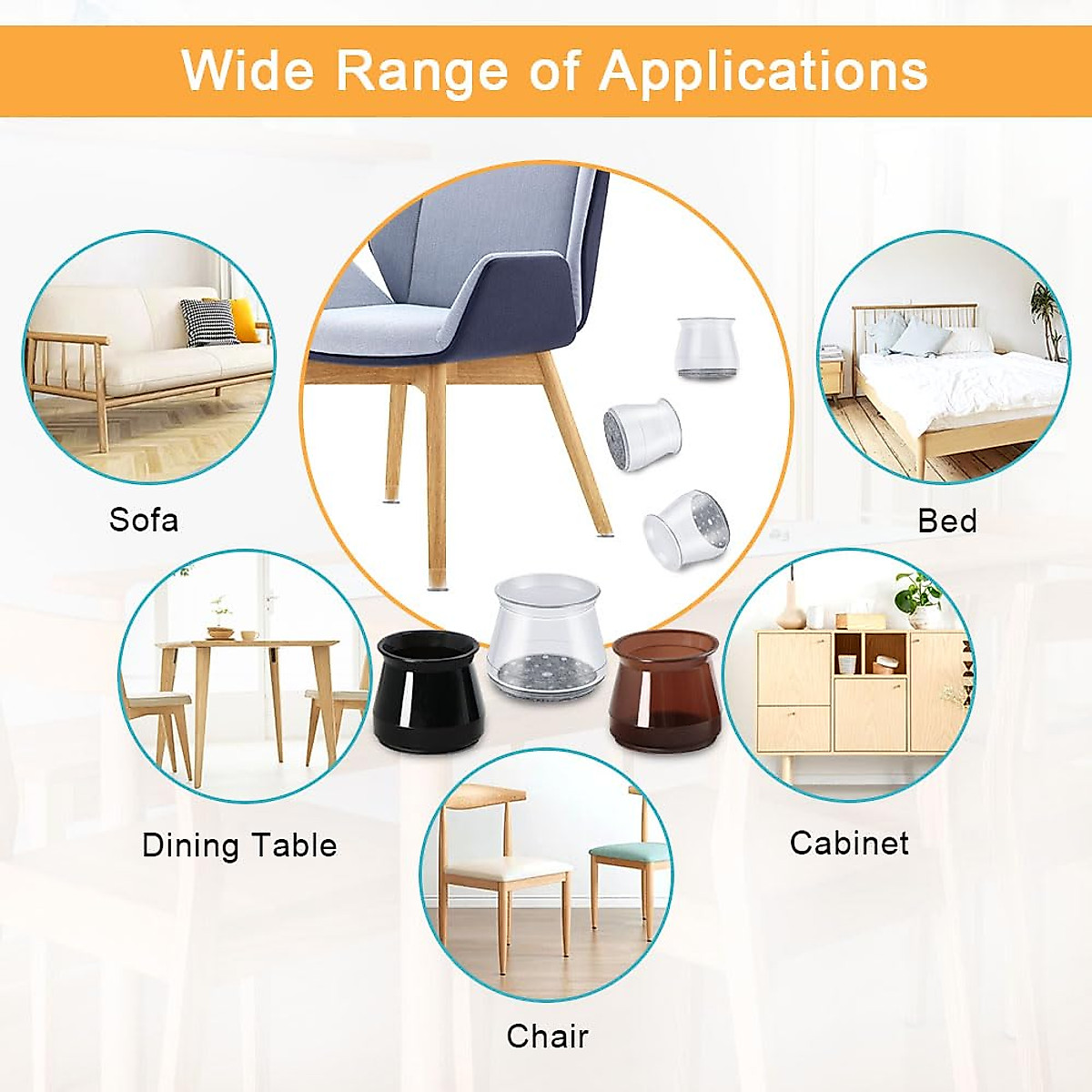 16pcs Chair Leg Floor Protectors,Bar stools Leg Protectors Caps,Dining Room Table Chair Leg Protectors for Hardwood Floors,Chair Leg Covers Silicone Felt Furniture Pads (Small fit: 0.9'' - 1.29'')