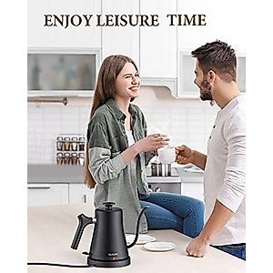 Ulalov Gooseneck Electric Kettle, 0.9L Fast Boiling Hot Water Kettle, Stainless Steel Electric Tea Kettle, 1200W Pour Over Kettle for Coffee&Tea, Leak-Proof, Auto Shutoff, Anti-dry