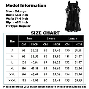 Renaissance Faire Costume Women Sling Swing Mesh Gothic Scary Halloween Costumes for Women Renaissance Shoes Goth Dress for Women Womens Costumes Ren Faire Corset Black Gothic Dress（6-Black,Small）