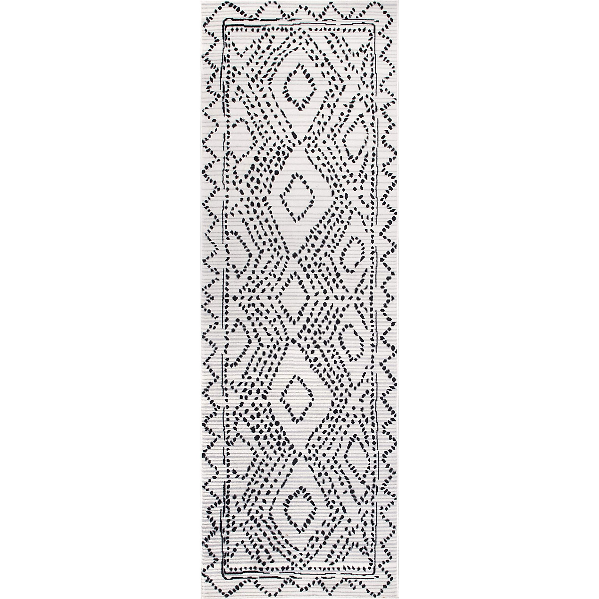 nuLOOM Mila Moroccan Diamond Trellis Runner Rug, 2' x 6', Grey