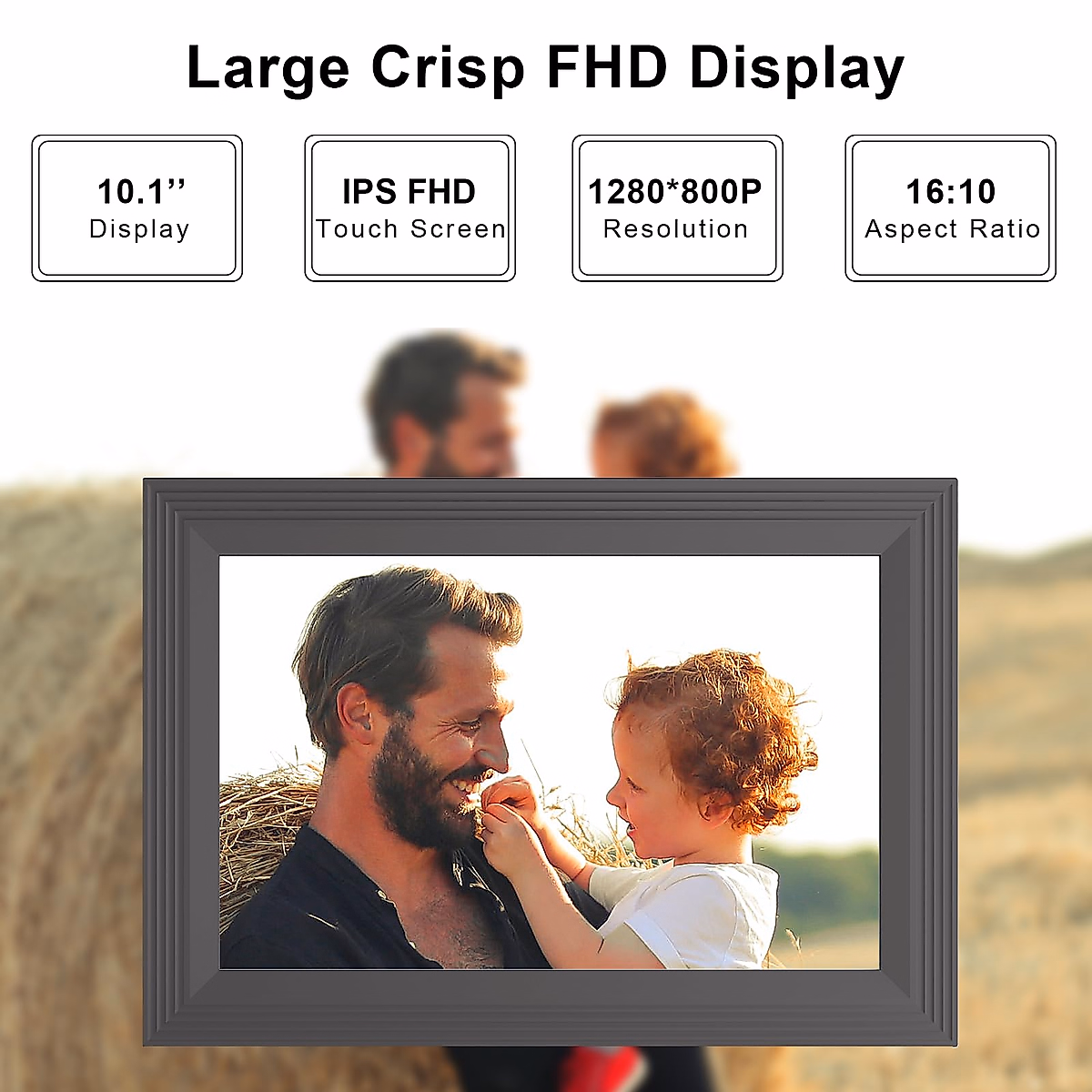 Forc Digital Picture Frame WiFi 10.1 Inch Digital Photo Frame with IPS HD Touch Screen, Electronic Picture Frame Slideshow, Auto-Rotate, Easy Setup to Share Photos Load from Phone Via APP