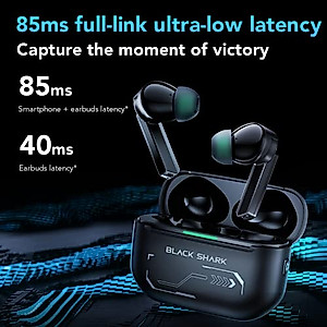 Black Shark JoyBuds Pro Wireless Earbuds, 40dB ANC Bluetooth 5.2 Gaming Earphones, with 30h Battery Life, 40ms Ultra-Low Latency, Six Mics, 12mm Drivers, IPX4, Ear Buds for Android and iOS (Black)