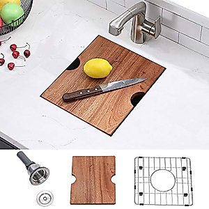 KINGO HOME 13x15 Inch Stainless Steel Small Bar Sink Undermount, Drop In Bar Sink Workstation 16 Gauge Ledge RV Kitchen Single Bowl Kitchen Wet Bar Prep Sink with Accessories