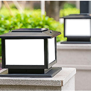 MODEBHD Nordic Terrace Pillar Lantern, Minimalist Landscape Column Light, Personality Entryway Post Light, Solar Power Dual Use Outdoor Lighting, Decoration Gate Wall Solar Light