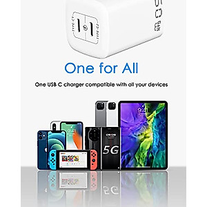 50W USB C Wall Charger, 2-Port GaN III Type C Charger, PPS 48W Fast Charging Block for iPhone 14/14 Plus/14 Pro/14 Pro Max/13/12/11, Galaxy, Pixel, iPad/iPad Mini and Laptops(Cable Not Included)