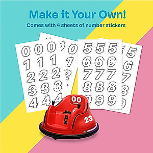 Kidzone 6V Electric Ride On Bumper Car for Kids & Toddlers 1.5-6 Years Old, DIY Sticker Baby Bumping Toy Gifts W/Remote Control, LED Lights & 360 Degree Spin, ASTM Certified