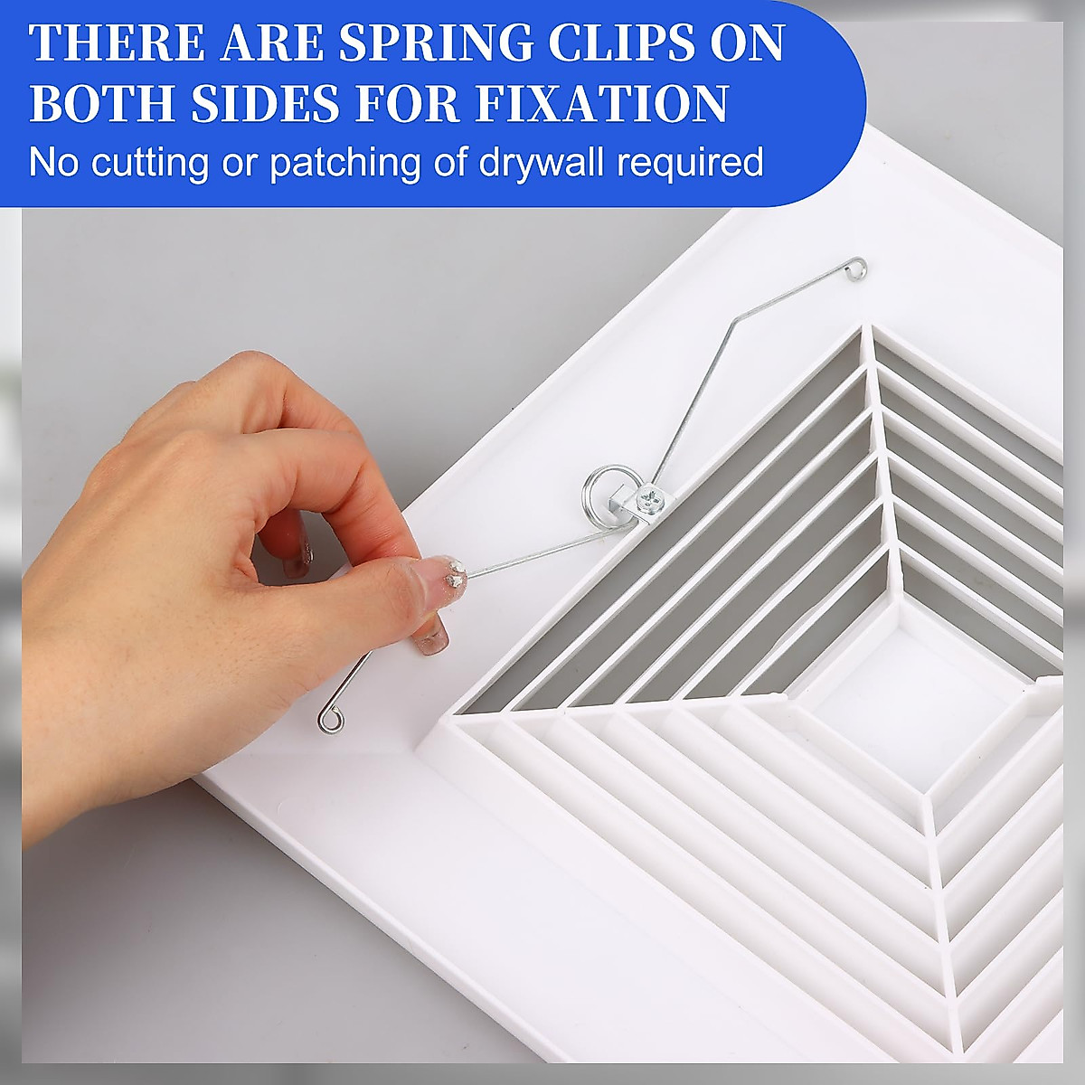 Mkhaslri 4 Pcs Exhaust Bathroom Ceiling Fan 9 x 9 Inch Grille with Springs Plastic Replacement Vent Cover Wall Mount Bathroom Fan Cover Replacement Parts for Square Ceiling for Ventilation Fan