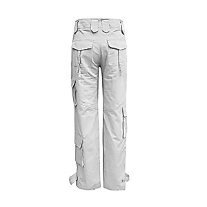 Wide Leg Cargo Pants with Pockets for Womens 90s Vintage Streetwear Combat Military Trouser Y2K Parachute Pants Gray