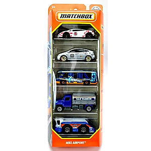 Matchbox MBX Airport 5 Pack, 1:64 Scale Vehicles
