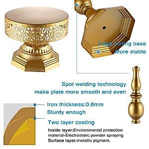 Weharnar Gold Cake Stand Set - 3 Pcs Metal Cake Stands for Dessert Table Round Antique Dessert Display Stands Trays Set for Wedding, Birthday, Bridal & Baby Shower