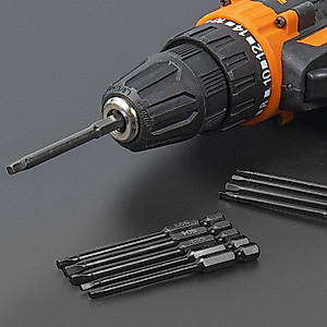 NAUIX Square Drill Bit Set (10pcs - 3 Inch Long S2 Steel Magnetic Heads) 1/4 Inch Hex Shank Square Screwdriver Bit Set Sizes SQ0 SQ1 SQ2 SQ3 SQ4 (2 of Each Size)