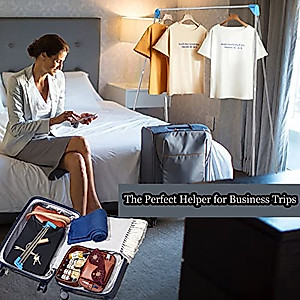 Portable Travel Garment Rack, Stainless Steel Foldable Clothes Rack, Extra Compact and Lightweight, Collapsible Mini Drying Clothes Rack with 6pcs S Hook and 6pcs Clothes Clip for Camping, Laundry