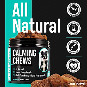 Hemp Calming Chews for Dogs with Anxiety and Stress - Dog Calming Treats - Dog Anxiety Relief - Storms, Barking, Separation - Valerian - Hemp Oil - Calming Treats for Dog