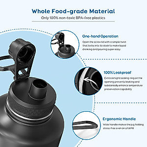 Coolflask Spout Lid Replacement for 40oz, 64oz, 87oz & 128oz Water Bottles, Replacement Twist Lid of 2.22” Diameter, Accessories Flip lid with Big Wide Handle, Easy to Carry, Leak- Proof BPA-Free