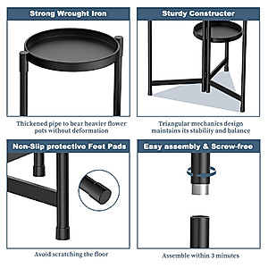 MOKANI Metal Plant Stands Indoor Clearance, 3-Tier Plant Stands Indoor Outdoor, Corner Plant Stand Multiple Flower Pot Holder for Living Room Patio Garden Balcony