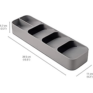 Joseph Joseph DrawerStore Compact Cutlery Organizer Kitchen Drawer Tray, Small,Gray & 85120 DrawerStore Kitchen Drawer Organizer Tray for Knives Knife Block, Gray