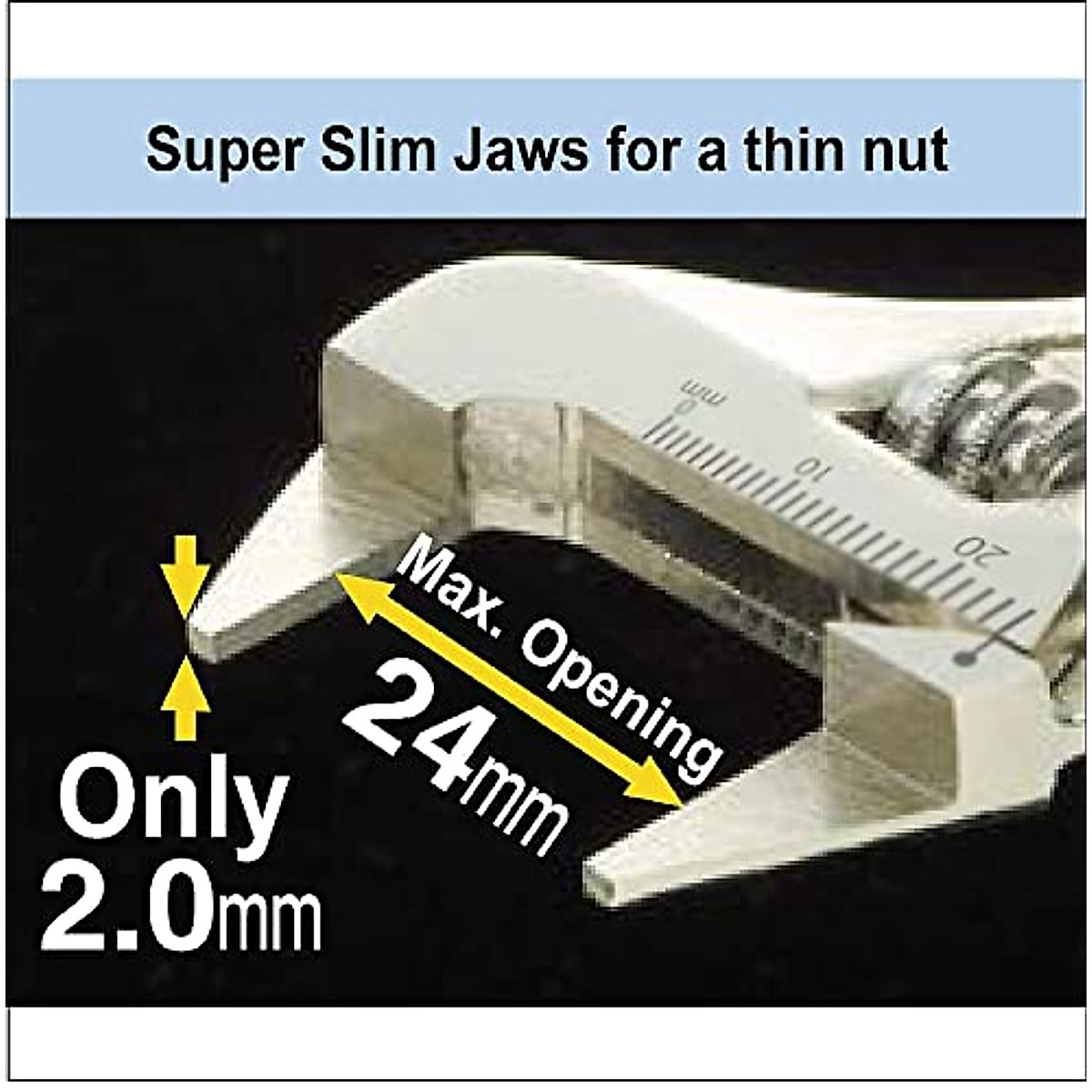 110mm Stubby Pocket Sized Adjustable Wrench Spanner with Ultra Slim 2mm Jaws and comfort handle cover (TPR), ENGINEER TWM-08