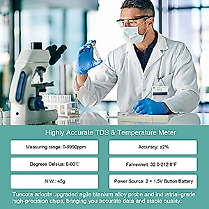 TDS Meter Digital Water Tester, Tuecota TDS Tester Water Quality Tester, Temperature and TDS Meter, Water Quality Meter for Drinking Water, Pool, Aquariums and More
