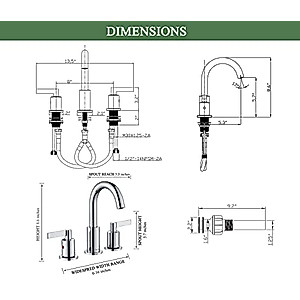 TimeArrow Chrome 2 Handle Widespread Bathroom Sink Faucet 3 Holes with Pop-Up Drain, High Arc Modern 8 Inch Bathroom Vanity Lavatory Faucet with Brass 360° Swivel Spout, TAF830C-CP