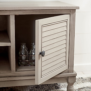 SAFAVIEH Home Collection Tate Greige 2-Door 1-Shelf Entertainment Media Stand up to 55" Flatscreen TV