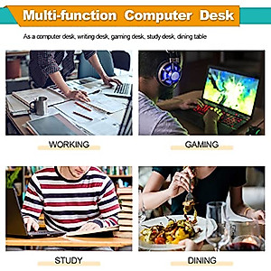 35/39/47 Inch Computer Desk Home Office Desk Writing Study Table Modern Simple Style PC Desk with Metal Frame Gaming Desk Workstation for Small Space (Black, 39 inch)