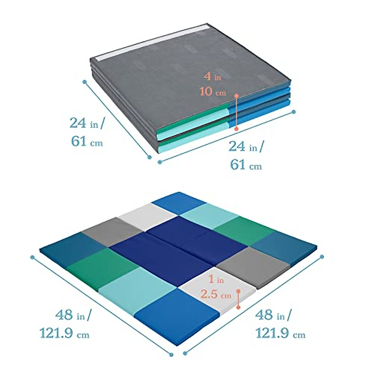 ECR4Kids SoftZone Square Dance Activity Mat, Folding Playmat, Contemporary