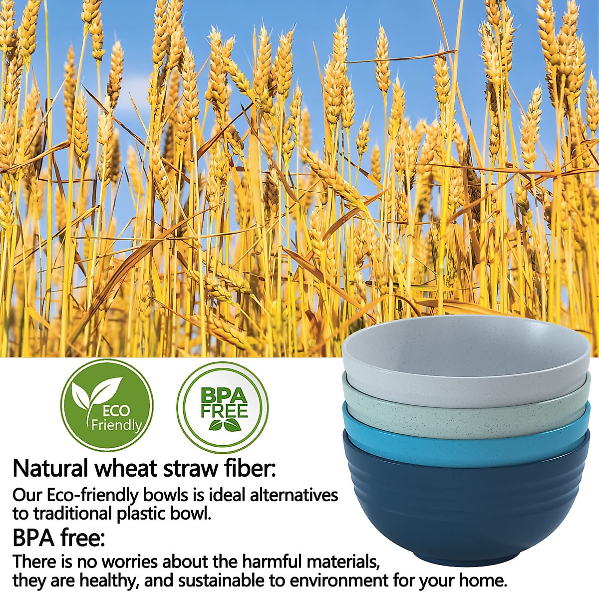 Homestockplus 【Set of 6】 Unbreakable Soup Bowls, 34 Ounces Big Bowls Microwave and Dishwasher Safe BPA-Free Bowl for Cereal, Salad, Soup, Ramen,Oatmeal Apply to Kitchen, Dishwasher & Microwave Safe