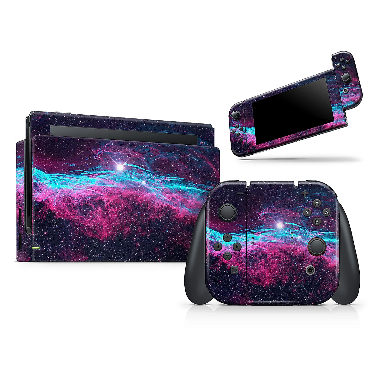 Design Skinz - Compatible with Nintendo Switch Console + Joy‑Con - Skin Decal Scratch-Resistant Removable Vinyl Wrap Cover - Cosmic Strobe Space V1