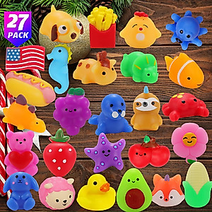 VNAMO Squishy Toys, 27-Pack Squishies Party Favors for Boys Girls Kids, Mochi Mini Kawaii Squishy Fidget Stress Reliever Anxiety Toys Set, Classroom Prize Bulk Gifts for Christmas Treat Goody Bags