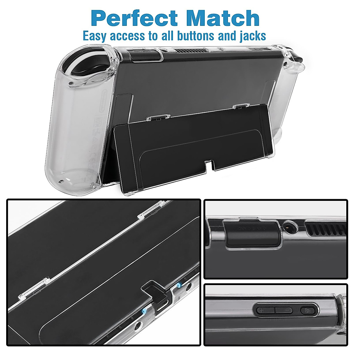 TIKOdirect Transparent Case Compatible with Switch OLED, Dockable Clear Protective Case for Switch OLED, Comfort Grip Case with Shock-Absorption and Anti-Scratch Design, Crystal Glitter