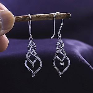 White Natural Diamond Triple Flame Drop Earrings in 10k Solid White Gold (0.2 Cttw)