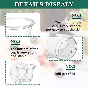 Bokon 2500 Sets Clear Plastic Portion Cups With Lids Condiment and Dipping Sauce Container Salad Dressing Container Airtight and Stackable Souffle Cups for Lunch, Party, Trips(1 oz)