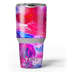 Design Skinz Splatter Blue and Red Oil - Skin Decal Vinyl Wrap Kit Compatible with The Yeti Rambler Cooler Tumbler Cups