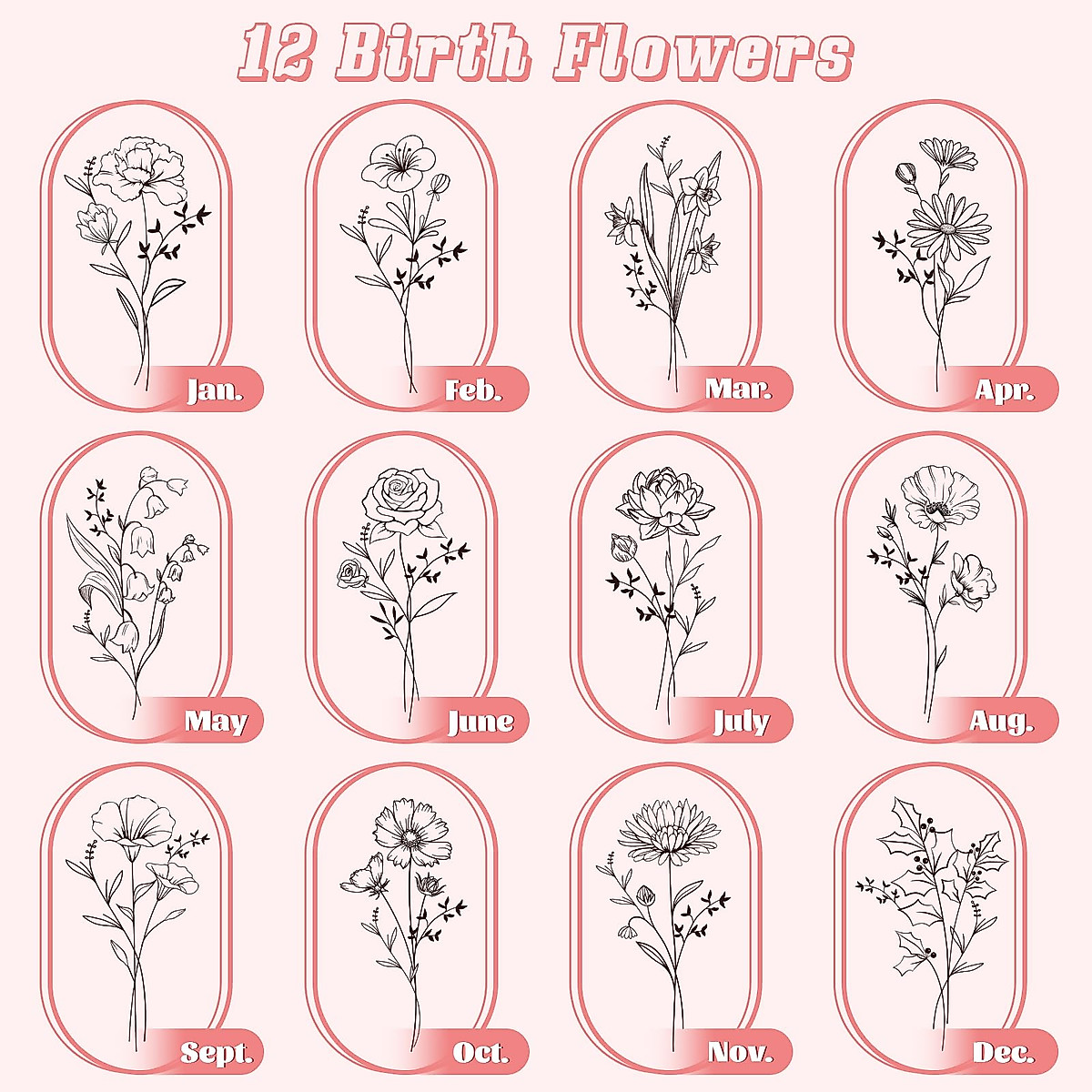 Personalized Tumblers with Names, Custom Coffee Tumbler with Birth Flower - 15 Colors 20 oz Skinny Tumblers Cups with Straw, Personalized Birthday Gifts for Women Mom…