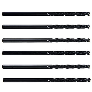 MAXTOOL 7/32""x6" 6pcs Identical Aircraft Extension Drills HSS M2 Extra Long Deep Twist Drill Bits Straight Shank Fully Ground Black; ACF02B06R14P6