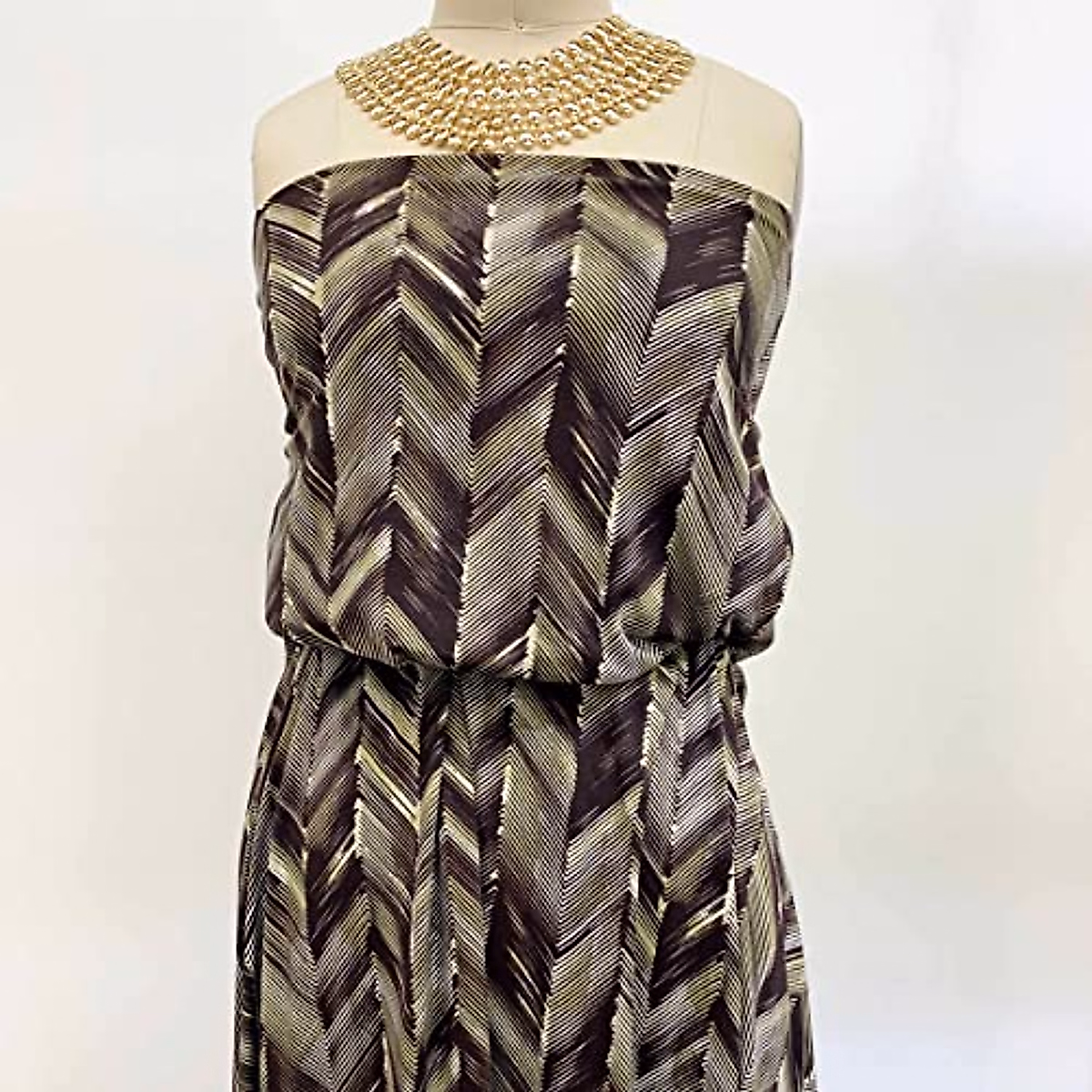 Texco Inc Geometic Pattern Printed Abstract Design on DTY Brushed Fabric/4 Way Stretch, Brown Olive 2 Yards