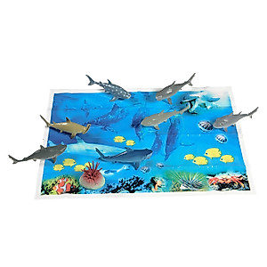 WARM FUZZY Toys Kids Tub of 7 Realistic Shark Figurines, 1 Tub & Playmat - Engaging Educational Playtime - Ultimate Fun & Learning Experience for Home or Classroom (Ages 3+)
