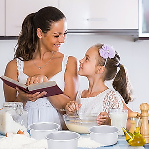 6 Inch Round Cake Pan Set of 4, Nonstick Aluminum Baking Pans with 100 Sheets Parchment Paper, Cake Tins For Making Layered Cakes Deep Dish Pizza Quiches, Removable Bottom For Easy Quick Release