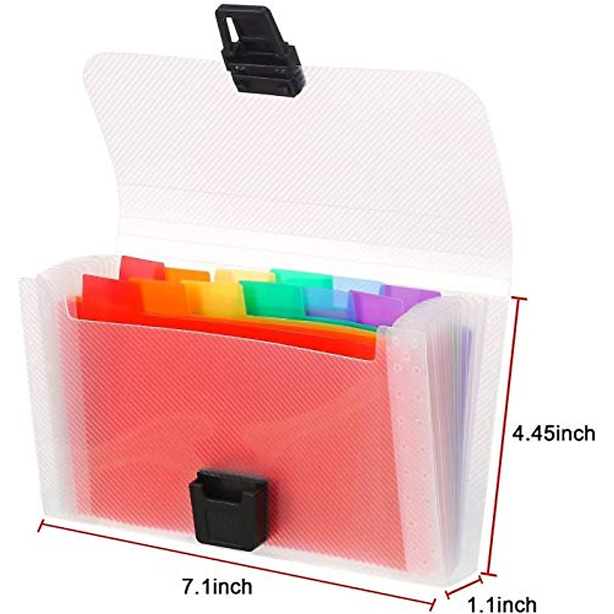 xutong 4 Pack Small Accordion File Organizer with 13 Pocket, A6 Size, Colorful Stylish Appearance, Made from Polypropylene Plastic, Practical and Portable